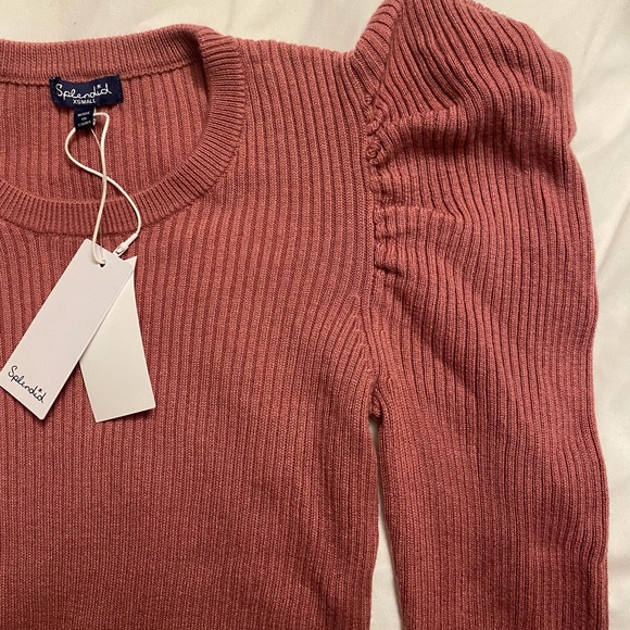 Splendid | Sweaters | Splendid Dusty Pink Sweater With Puff Sleeve Xs ...